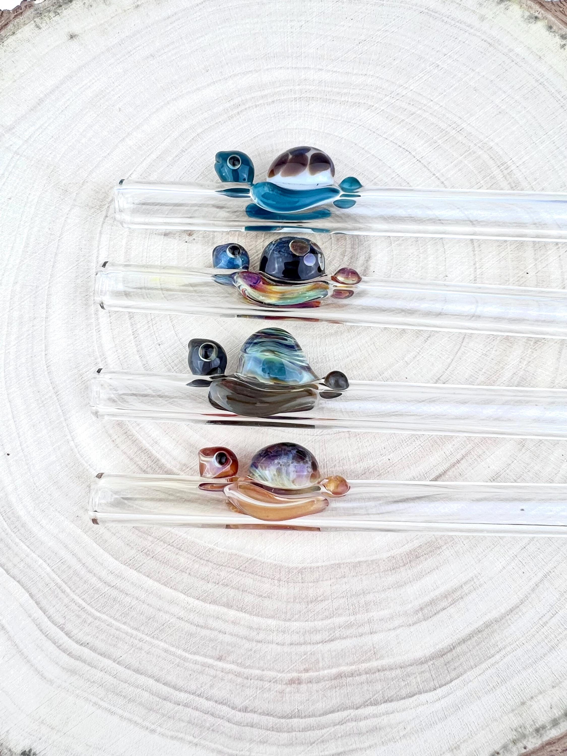 4 or 8 Pack of Turtle Glass Straws - Turtle GLASS STRAW Pack | Reusable ...