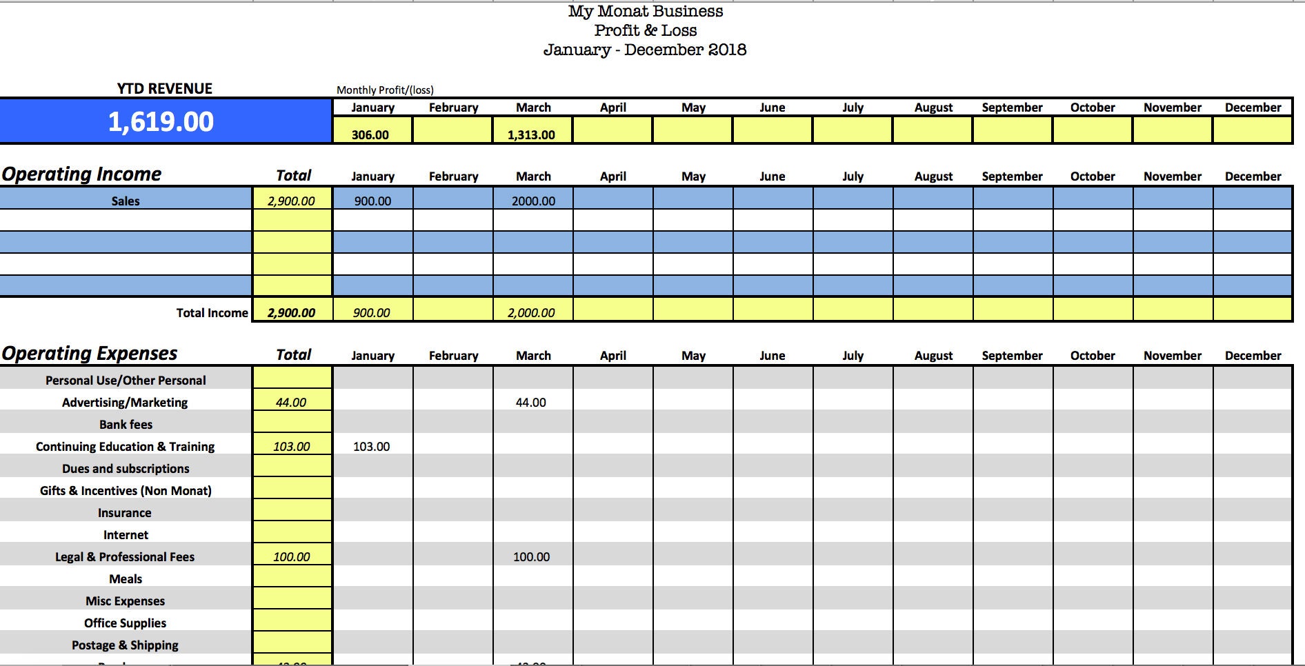 2018 Monat Income/expense Tracker, Monthly Cash Flow Spreadsheet, User ...