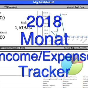 2018 Monat Income/expense Tracker, Monthly Cash Flow Spreadsheet, User ...