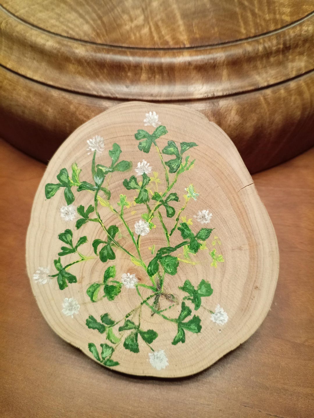 Hand Painted Wooden Tree Branch Slice,, Acrylic Paint on Natural Wood ...