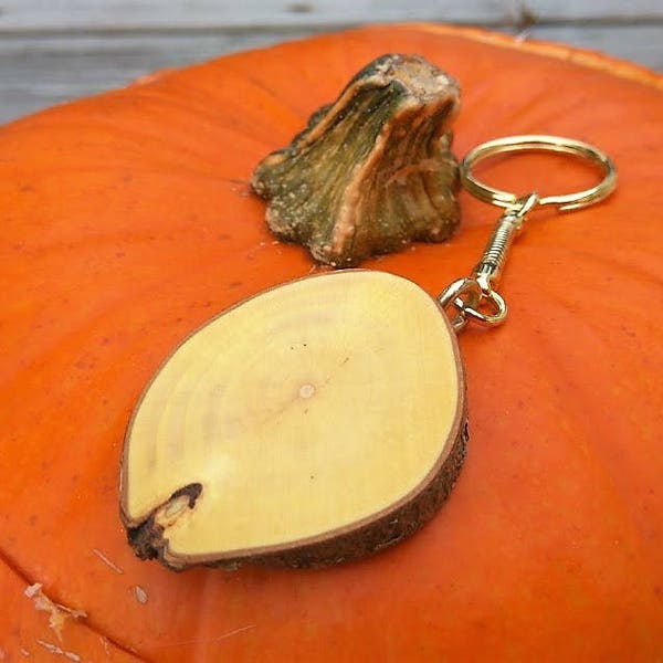Wood Slice Keyring - Etsy
