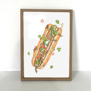 Banh Mi Babes Art Print / Cooking Poster / Street Food Art / Kitchen ...