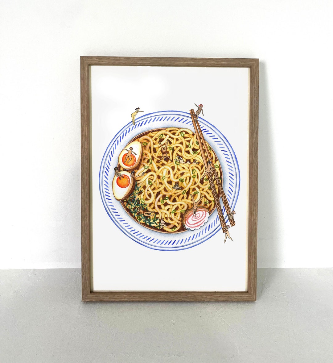 Udon Noods Art Print / Noodles Art/ramen Art / Japanese Food Art ...