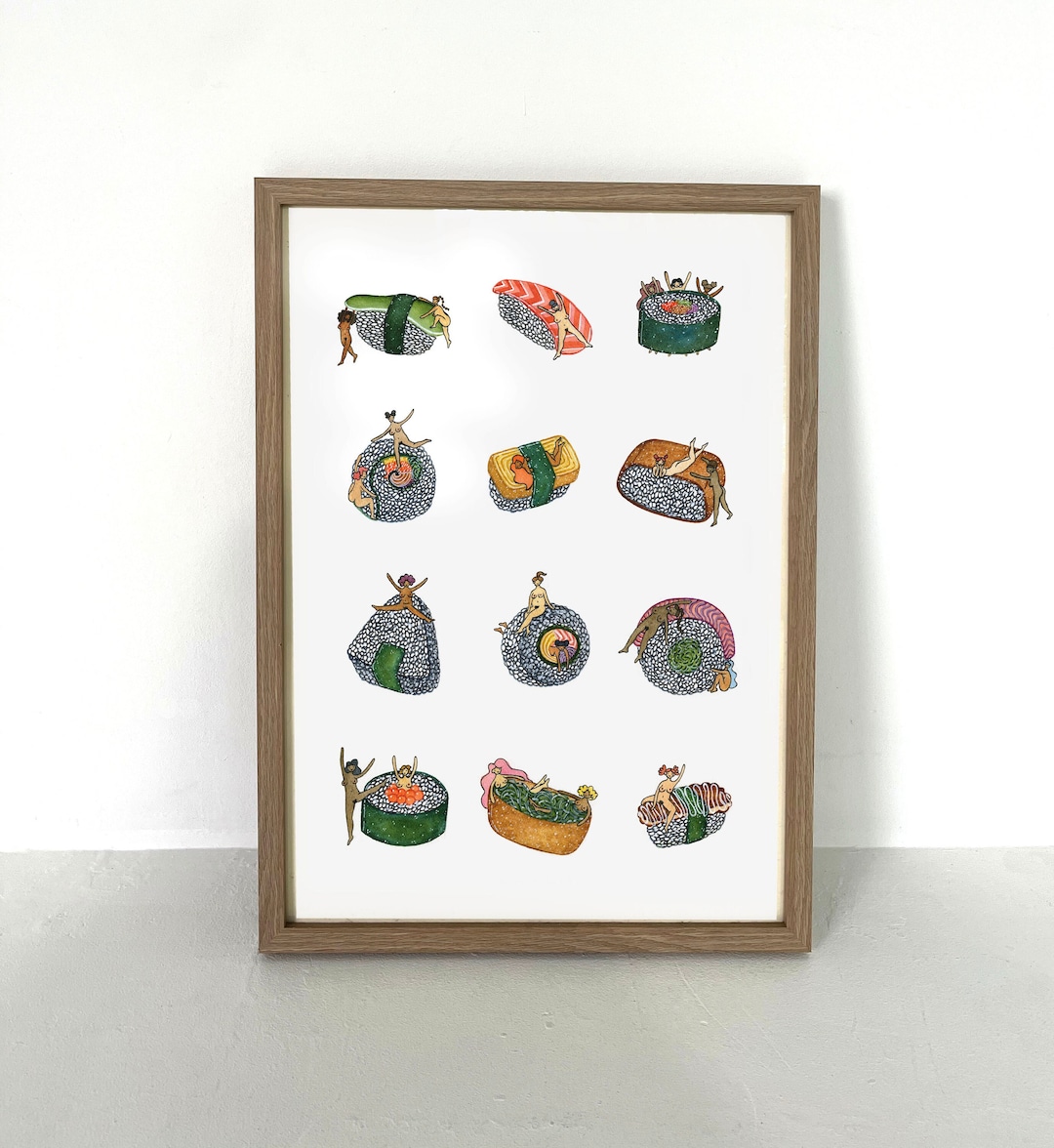Sushi Share Plate Art Print / Nori Roll Poster / Japanese Food ...