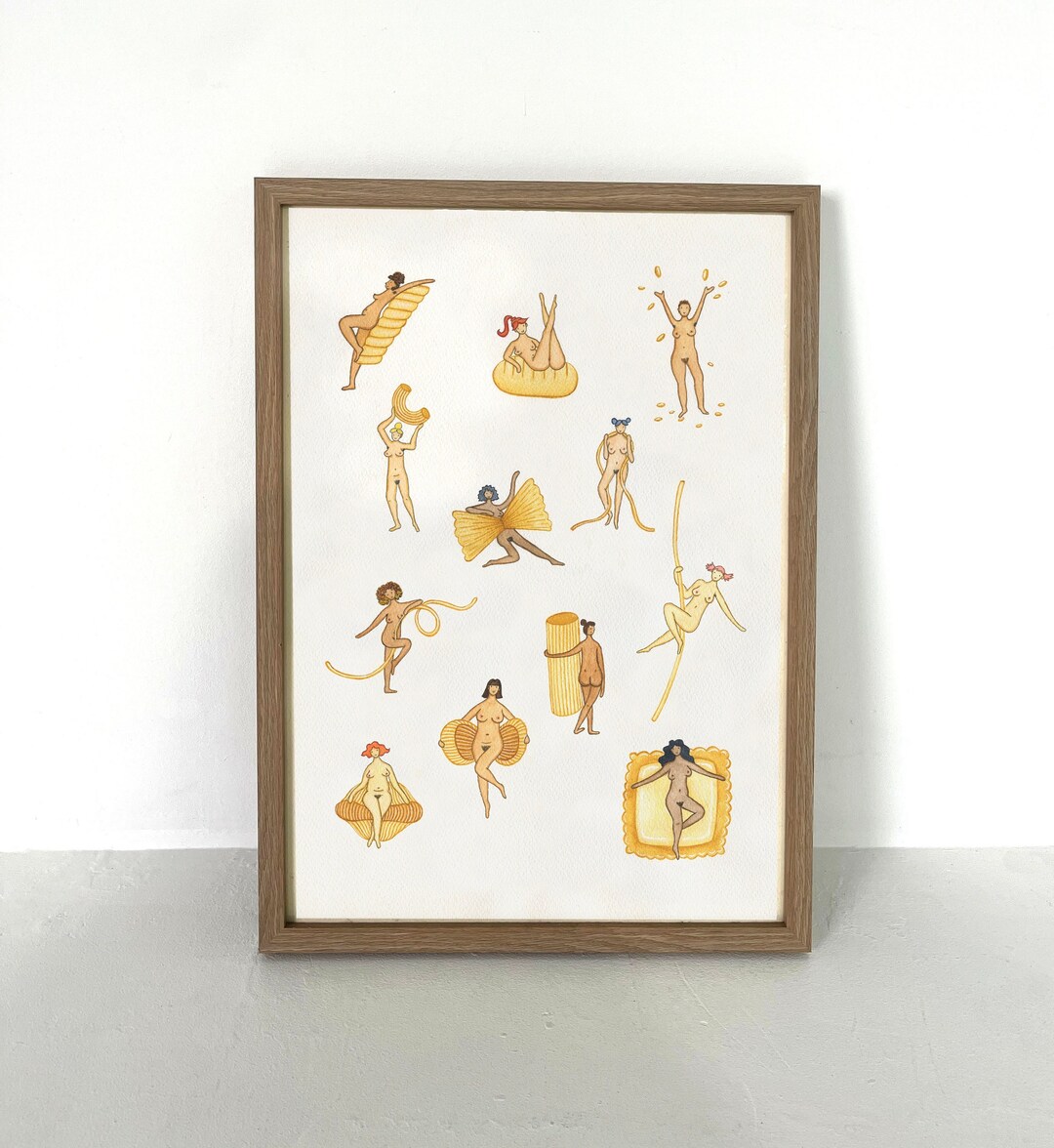 Pasta Pals Art Print / Pasta Shape Poster / Kitchen Art / Yes Chef ...