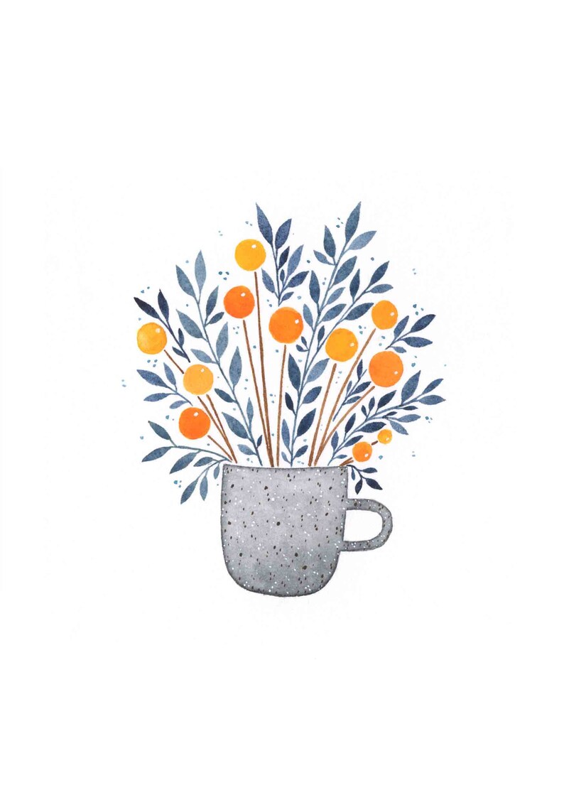 Billy Buttons Art Print/watercolour illustration/whimsical | Etsy