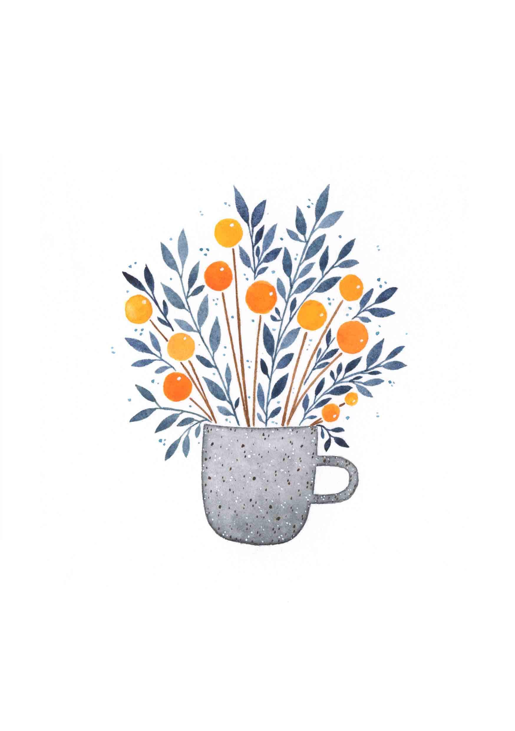 Billy Buttons Art Print/watercolour Illustration/whimsical - Etsy