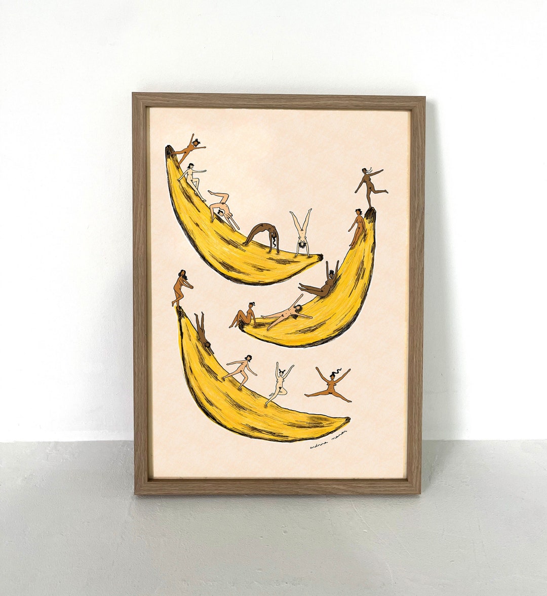 Going Bananas Art Print / Dance Art / Nudie Rudie / Funny Art / Fruit ...