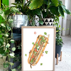 Banh Mi Babes Art Print / Cooking Poster / Street Food Art / Kitchen ...