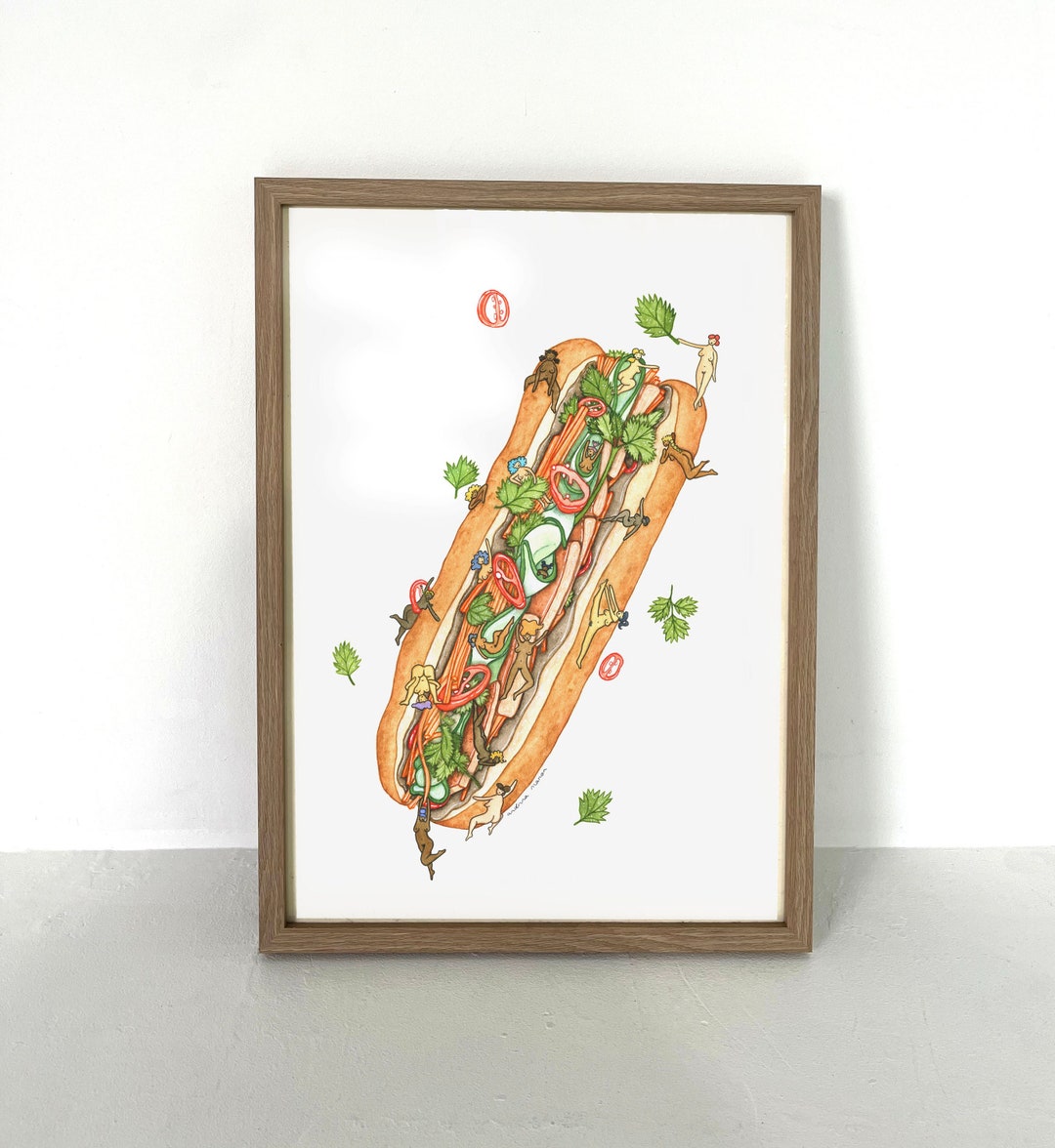 Banh Mi Babes Art Print / Cooking Poster / Street Food Art / Kitchen ...