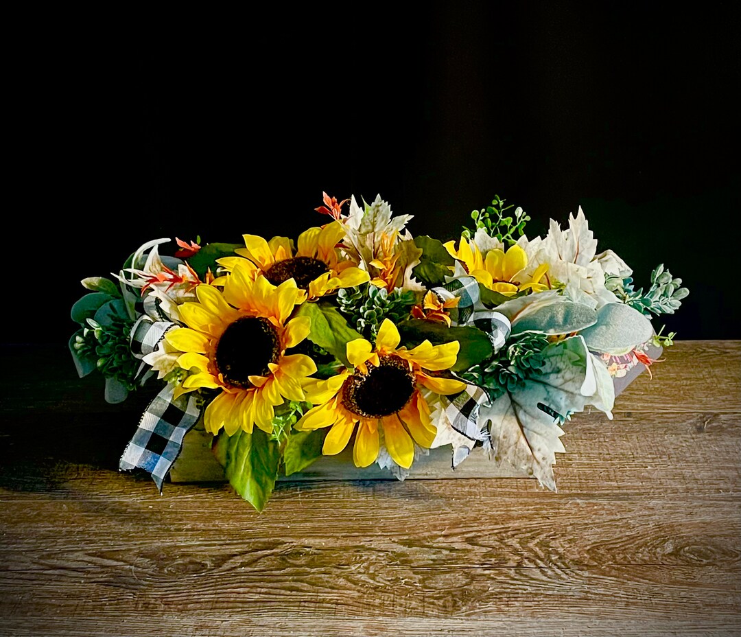 Fall Table Centerpiece, Autumn Centerpiece W/ Sunflower, Fall Decor ...