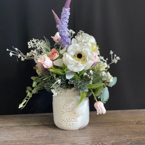 Mason Jar Vintage Style Vase, Mason Jars Decor, Spring Floral Garden ...