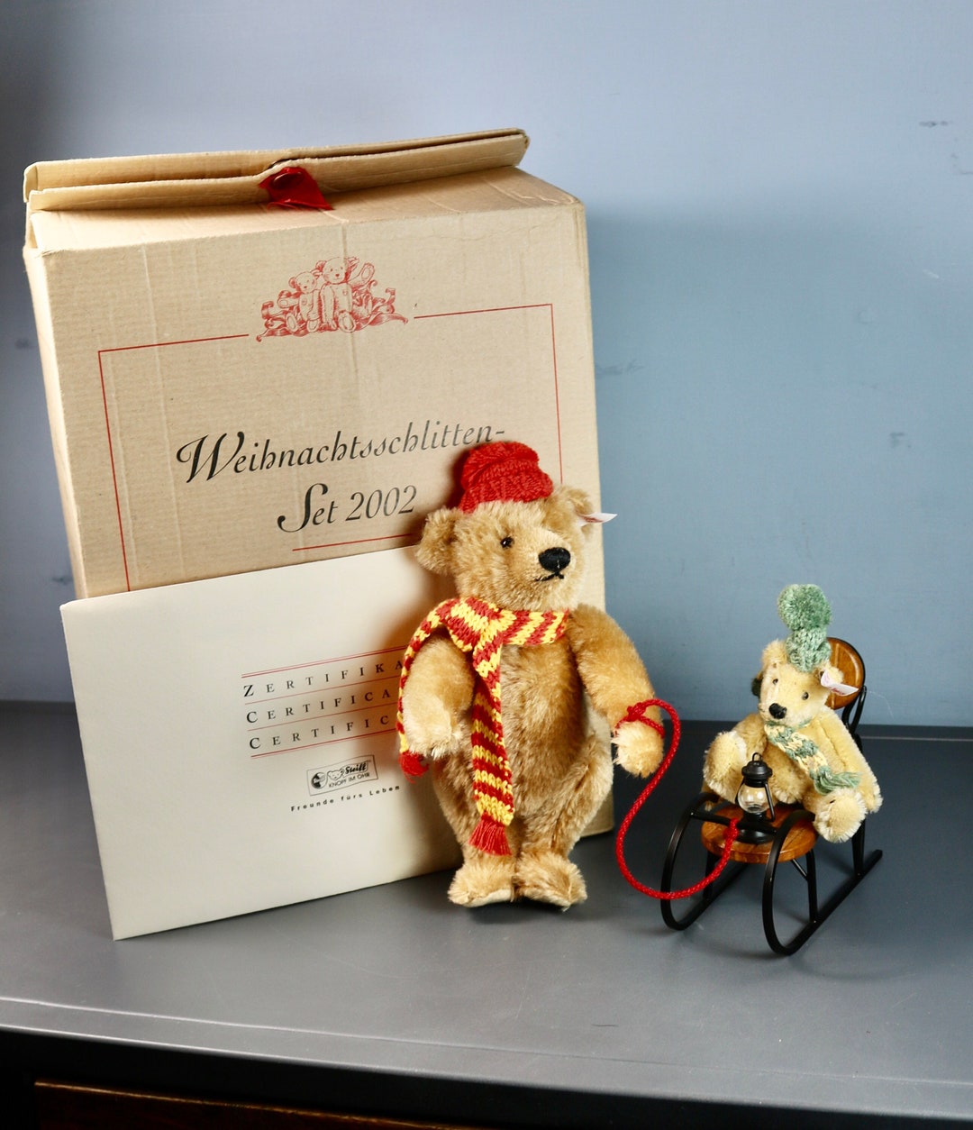 Steiff Christmas Teddy Snow Sleigh Ride 2002 Limited Edition - Etsy