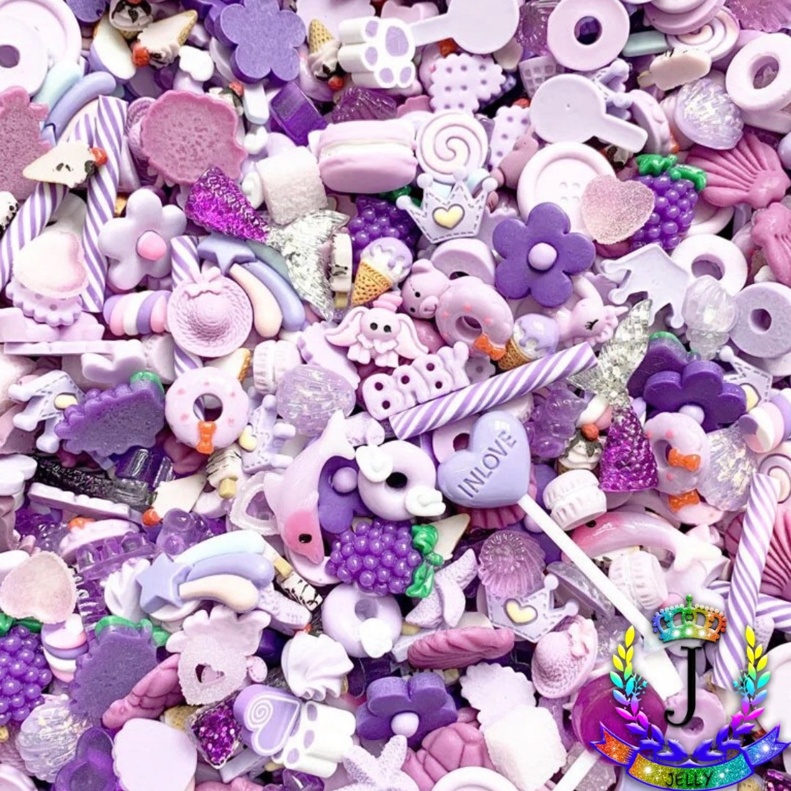 Kawaii Purple Assortment Random Charms 10 Pcs 3D Nail Art | Etsy