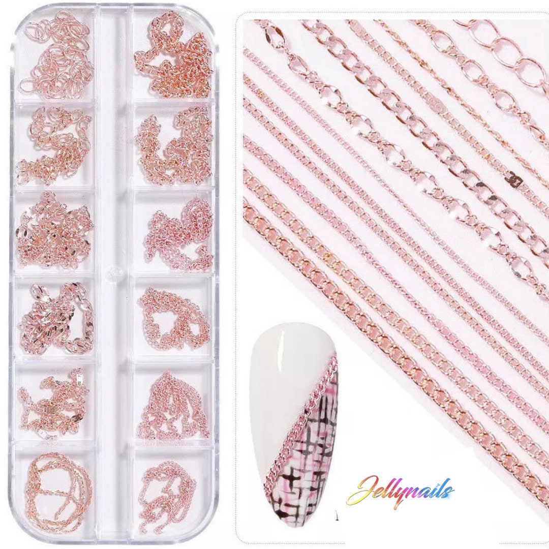 Rose Gold Nail Art Chains 3D Decoration Charms - Etsy