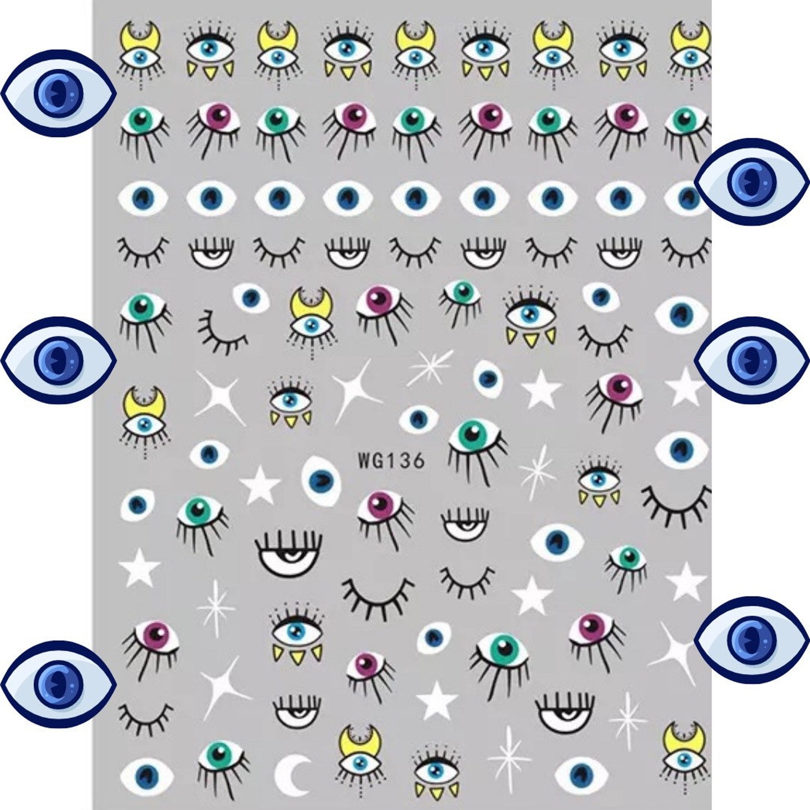Evil Eye Nail Decals Self Adhesive 1 Sheet of Stickers for Nail Art ...