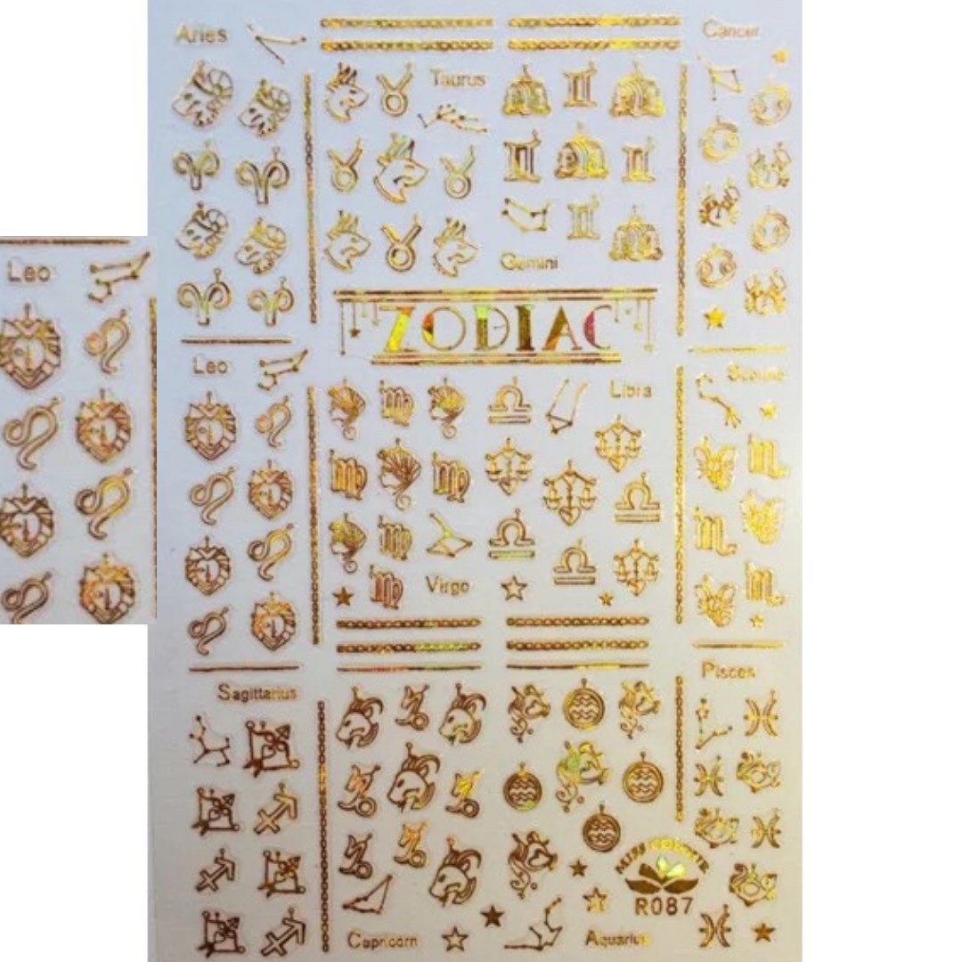Gold Zodiac Horoscope Signs Foil Rise Decals Stickers Nail Art - Etsy