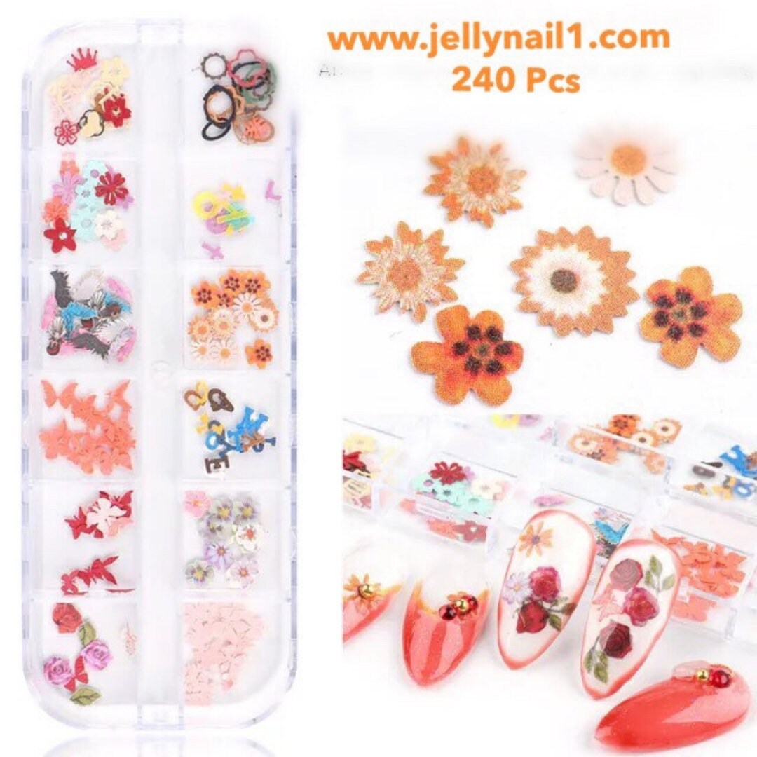 Flowers Assortment Wood Pulp Nail 3D Art. - Etsy