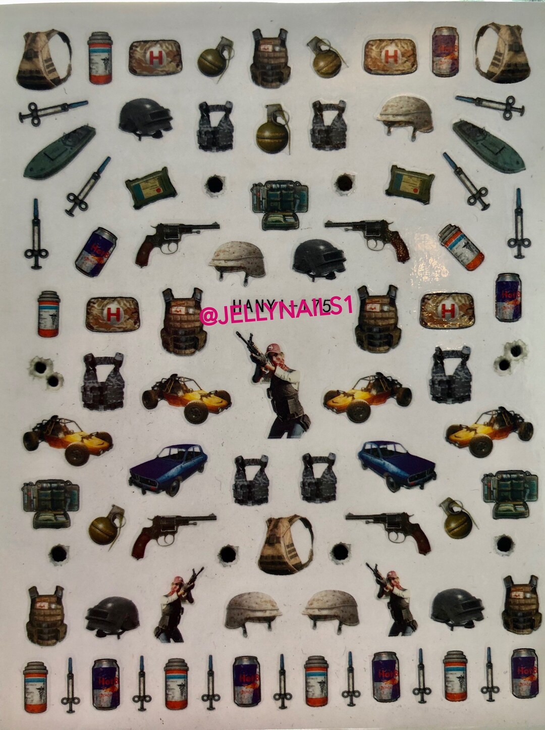 Guns & Bad Boys Army Design Nail Decals Self Adhesive 1 Sheet of ...