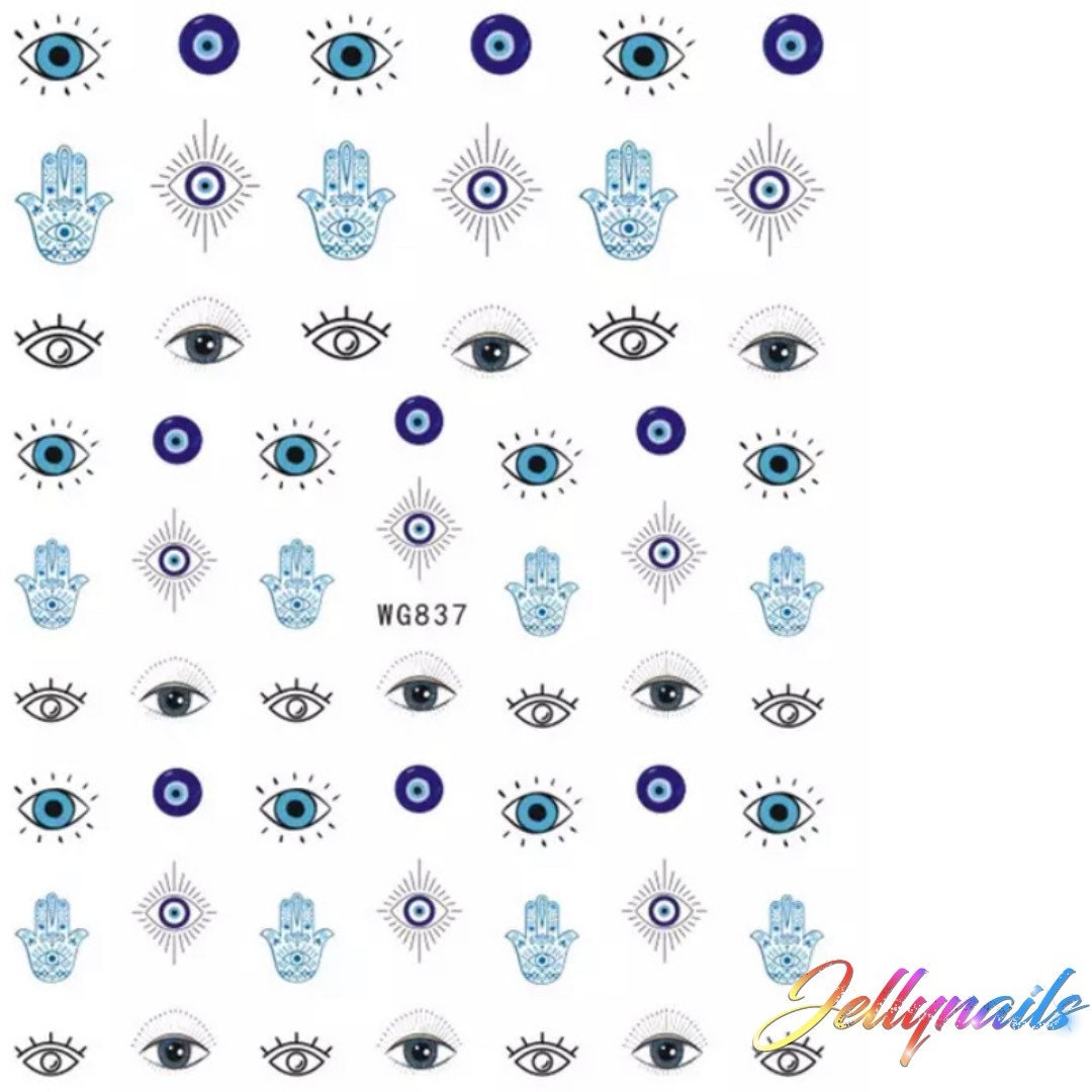 Evil Eye Nail Decals Self Adhesive 1 Sheet of Stickers for Nail Art ...
