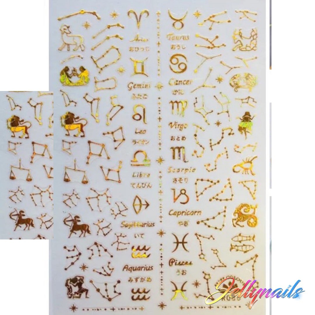 Gold Astrology Horoscope Signs Foil Rise Decals Stickers Nail Art - Etsy