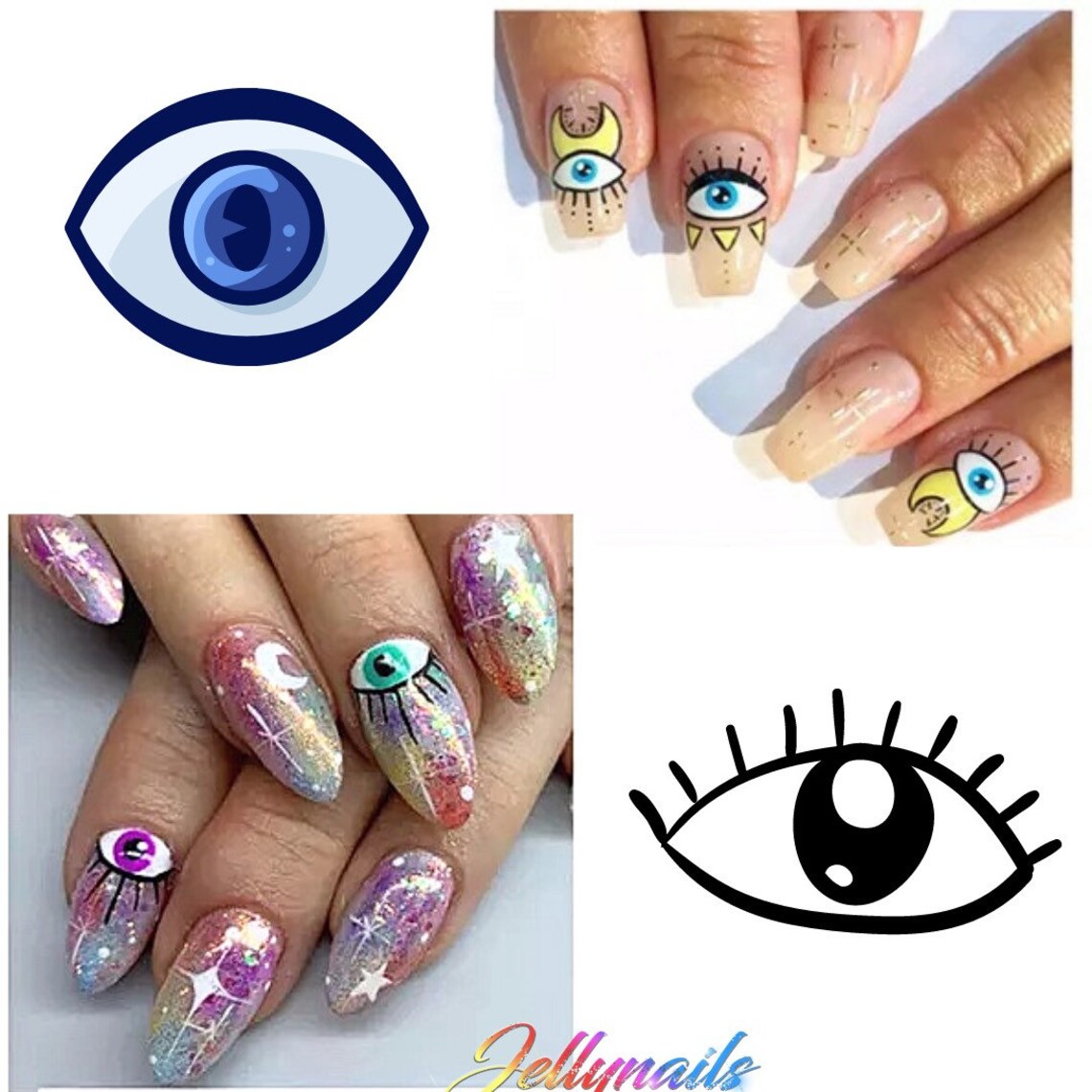 Evil Eye Nail Decals Self Adhesive 1 Sheet of Stickers for Nail Art ...