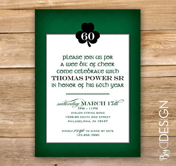 Irish Birthday Invitation, Irish Invite, Celtic, Any Age, Printable ...