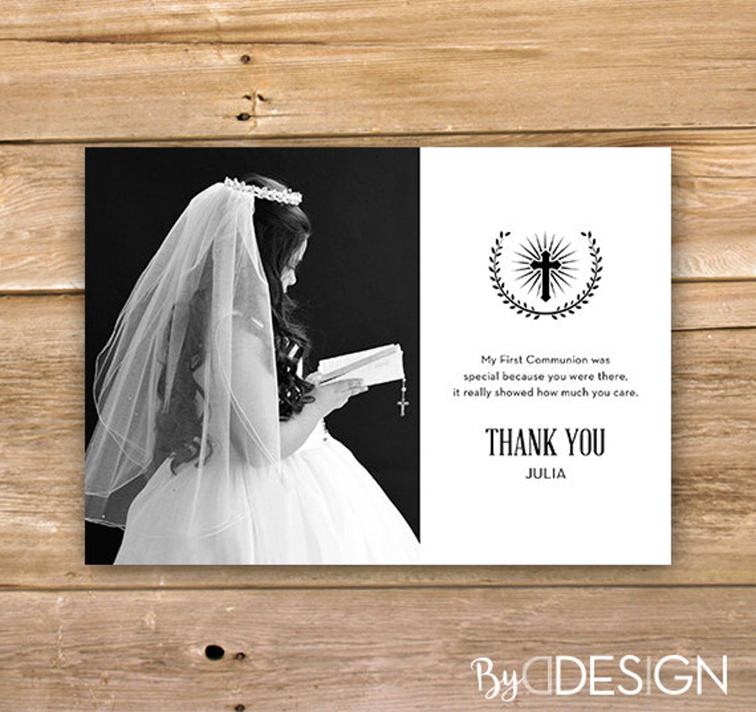 Communion Thank You Card, First Holy Communion Thank You, Religious ...