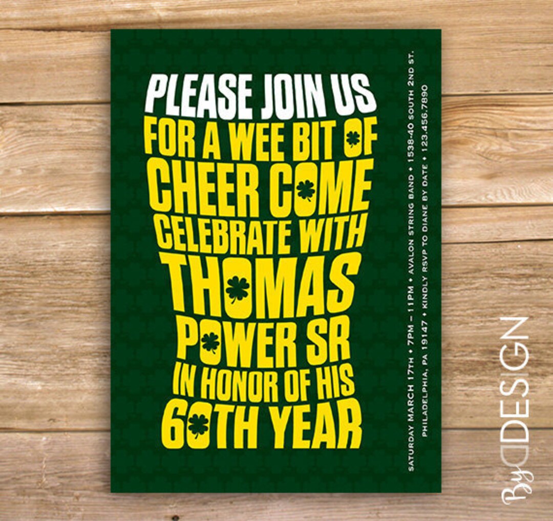 Custom Irish Beer Glass Birthday Invitation, Irish Invite, Celtic, Any ...