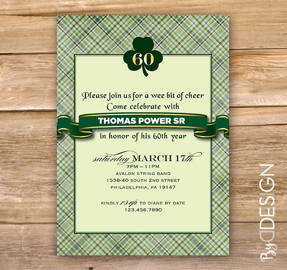 Irish Birthday Invitation Irish Invite Celtic Any Age - Etsy