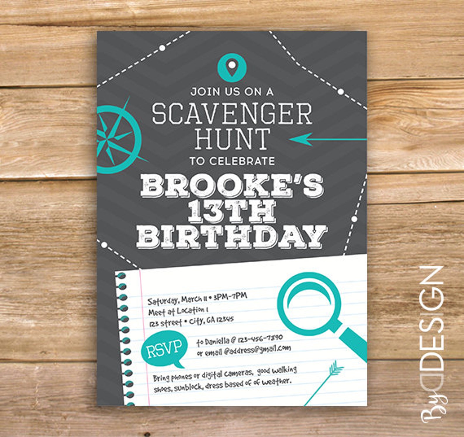 Scavenger Hunt Birthday Party Invite, Scavenger Invitation, Scavenger ...