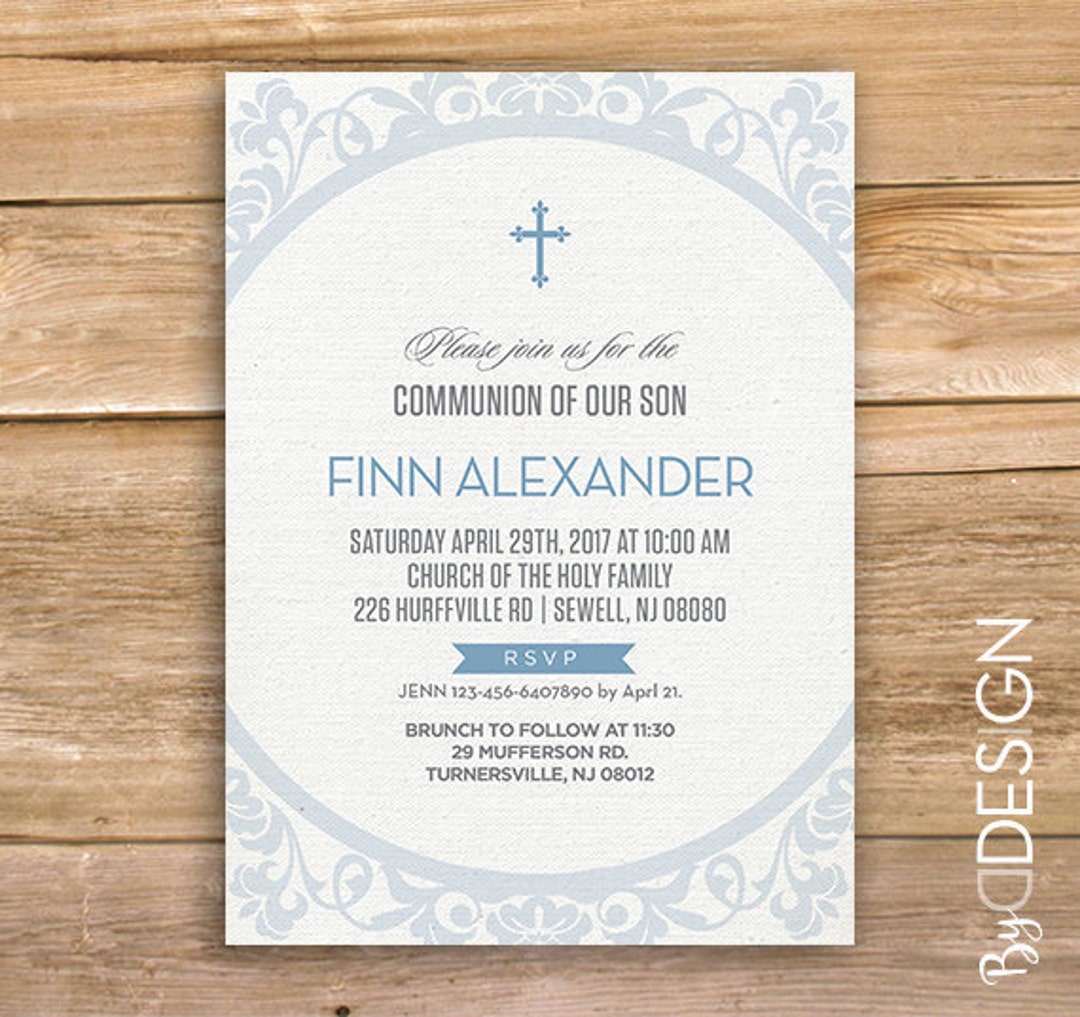 Boy First Holy Communion Invitation, Communion Invite, Baptism Invite ...
