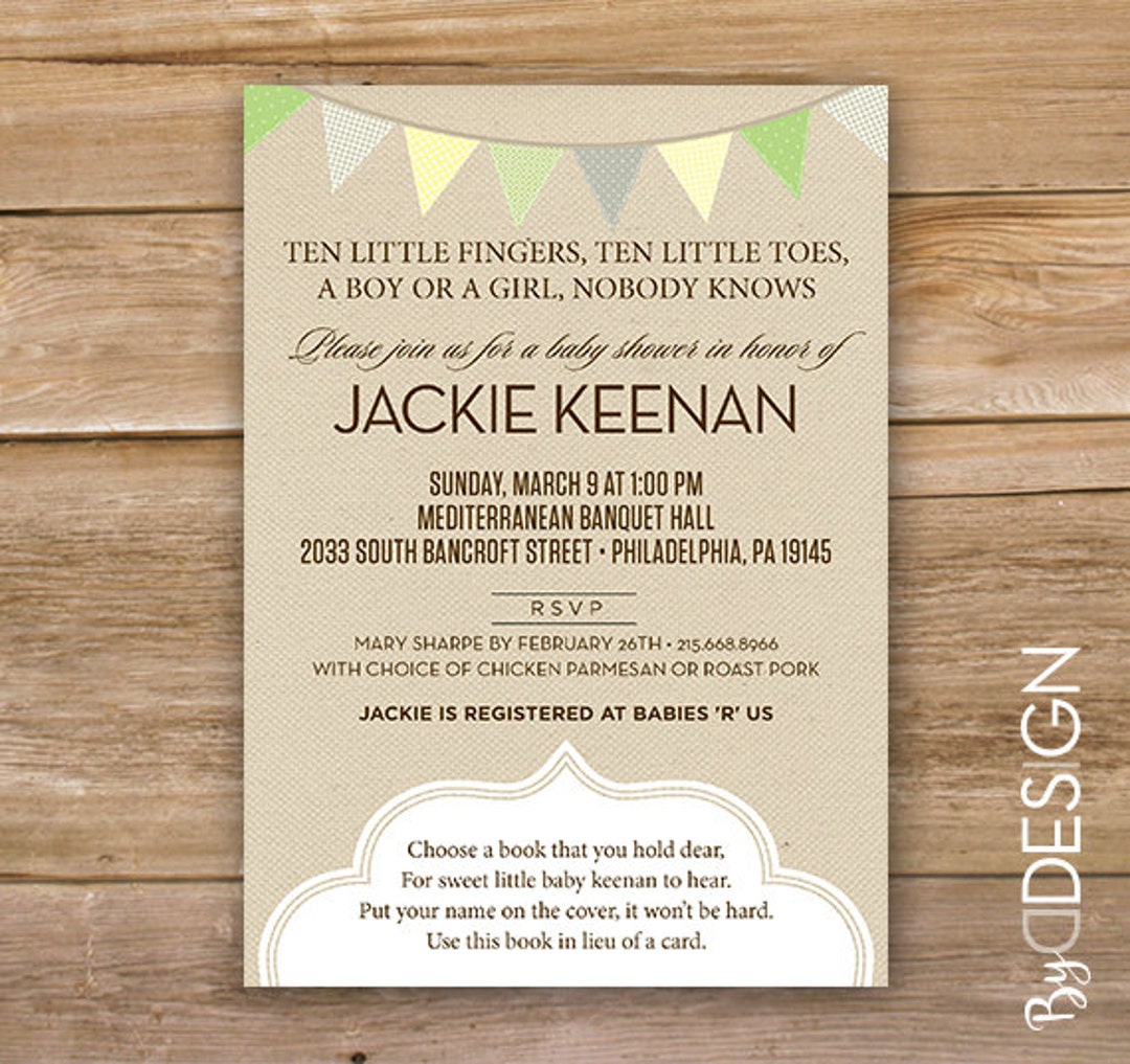 Gender Neutral Baby Shower Invitation, Baby Shower Invite, Burlap ...