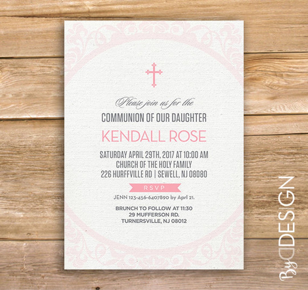 Girl First Holy Communion Invitation, Communion Invite, Baptism Invite ...