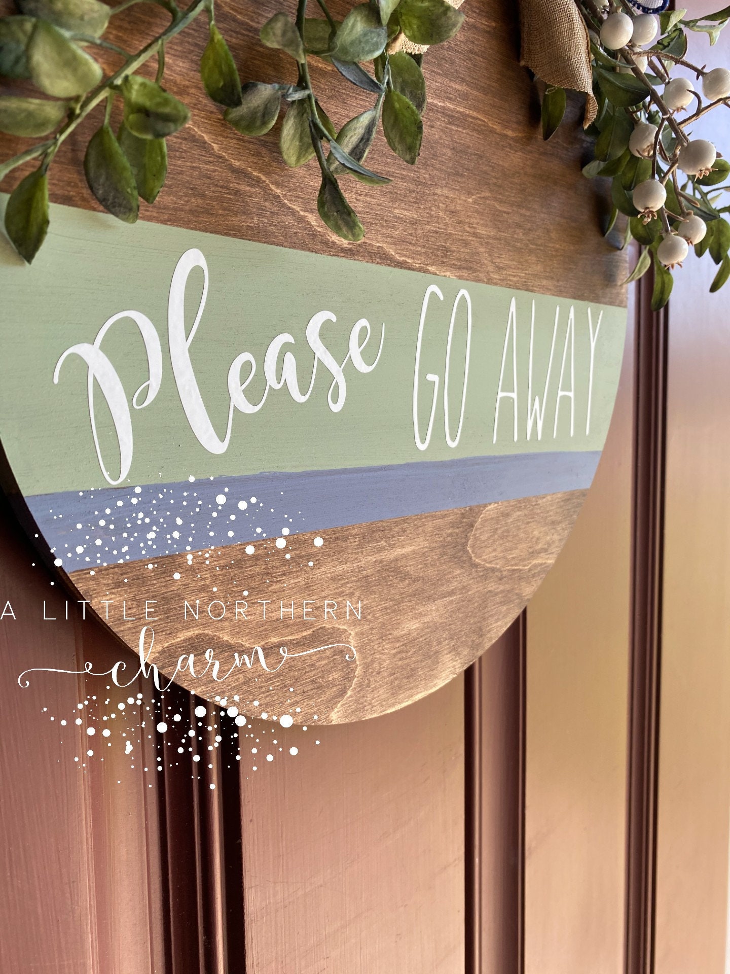 Circular Wooden Door Sign Front Door Sign Go Away Door Sign | Etsy