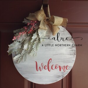 Christmas Welcome Sign, Winter Door Hanger, Christmas Wooden Sign ...