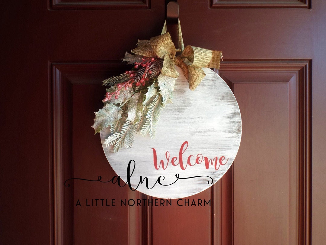 Christmas Welcome Sign, Winter Door Hanger, Christmas Wooden Sign ...