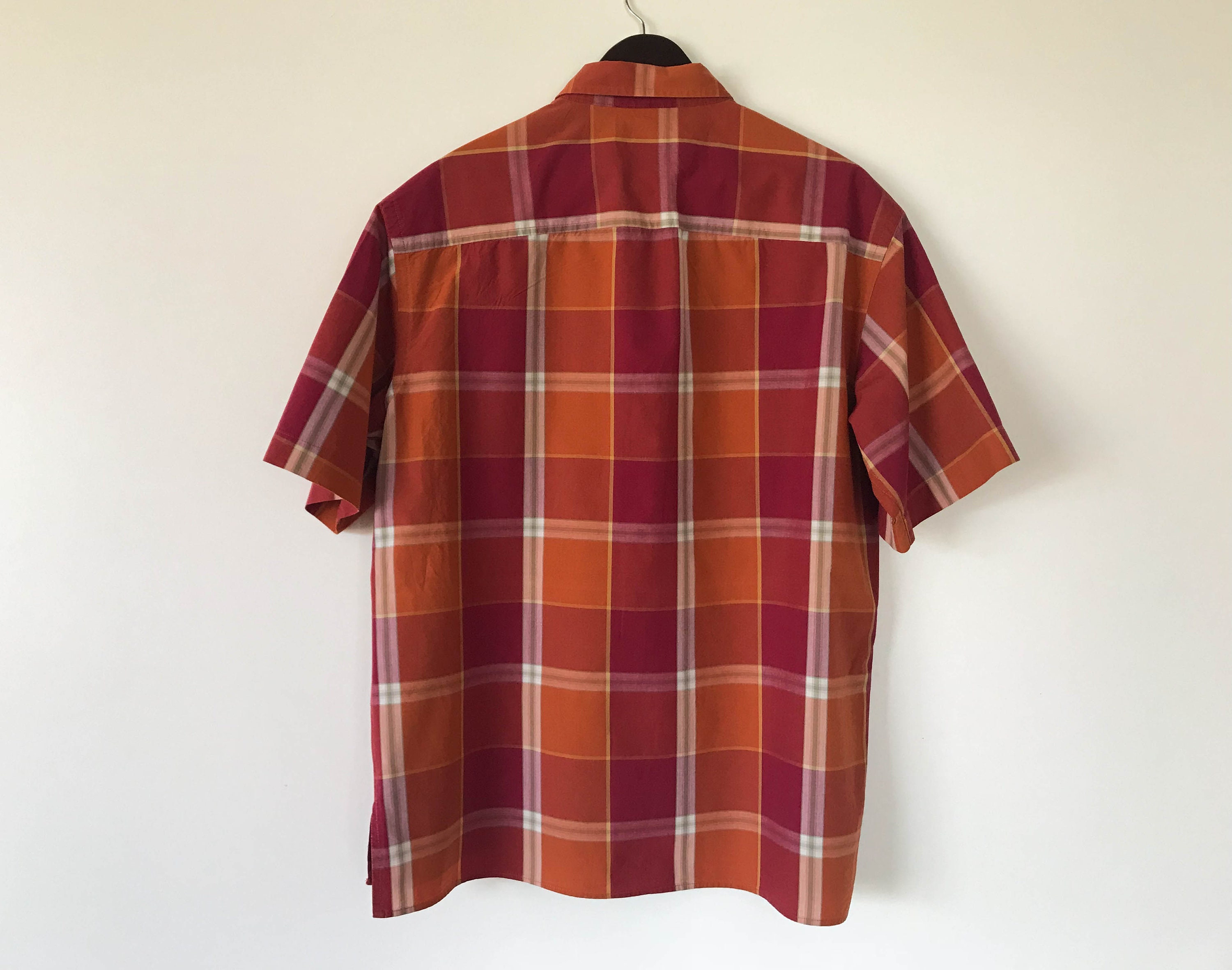 Men's Summer Shirt Red Orange Shirt Men Button up Shirt Short Sleeve ...