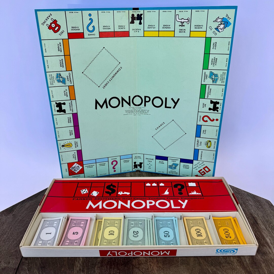 Vintage 1961 Monopoly Board Game ORGANIZED & 8 Game Pieces Including ...