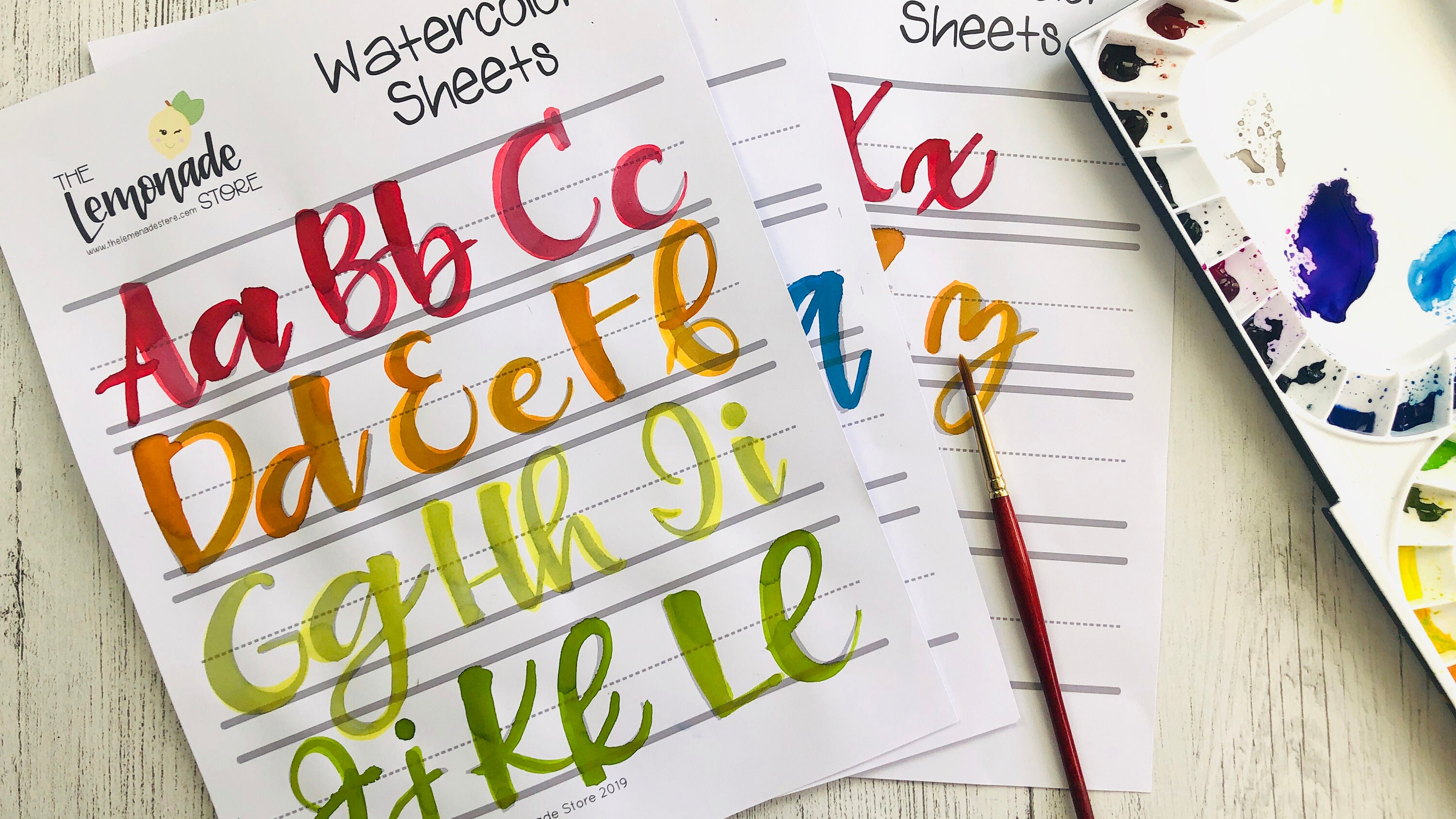 Watercolor Lettering Worksheets Printable Lettering Practice | Etsy