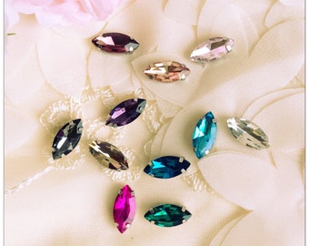 6 colors 10pcs 10x14mm/ 13x18mm sew on teardrop AB rhinestone | Etsy