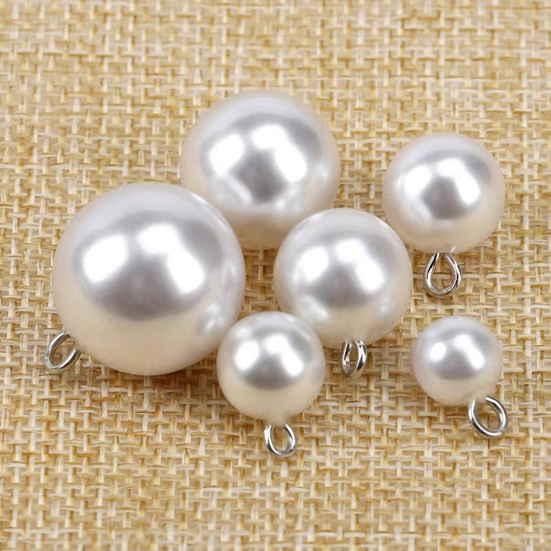 10pcs Pearl Buttons 6-8-10-12mm White Pearll Buttons for - Etsy