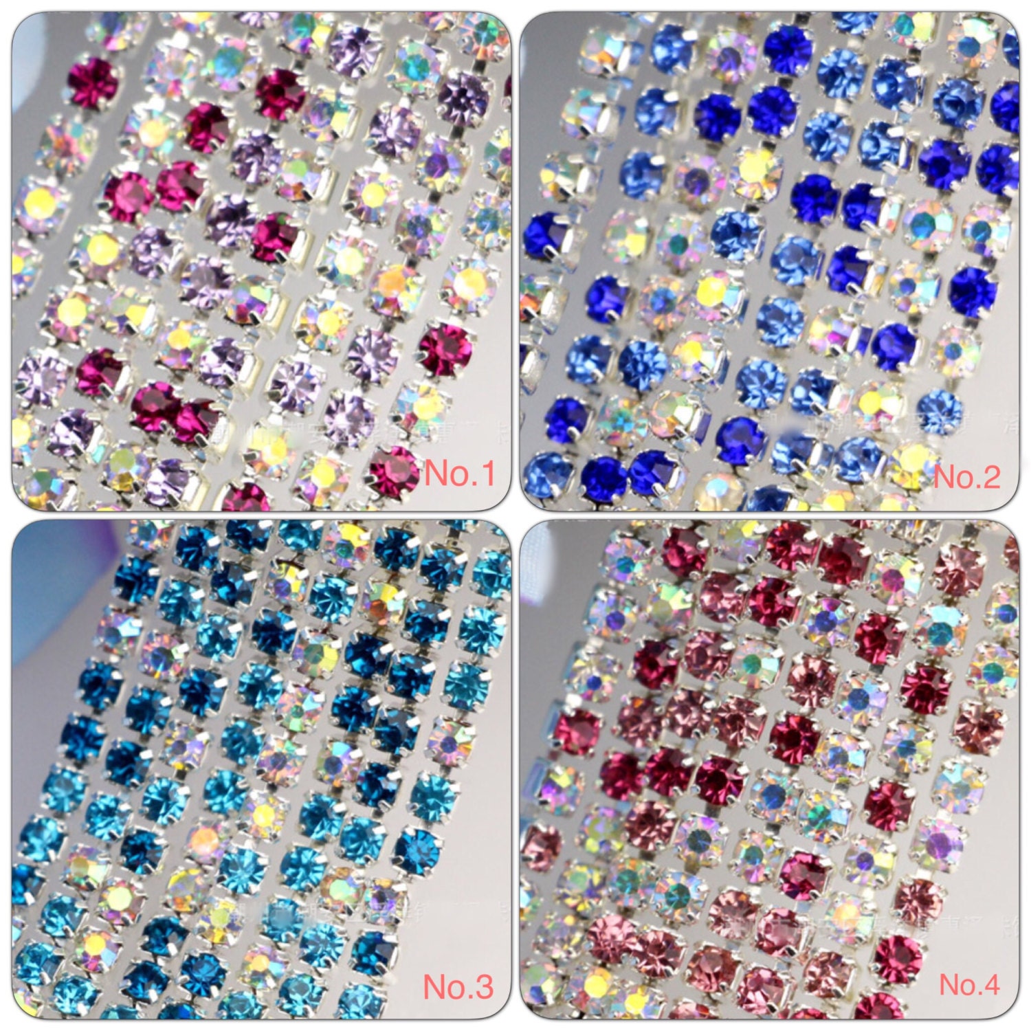 13 Colors 3mm Rhinestone Trim Crystal Trim Rhinestone Chain - Etsy