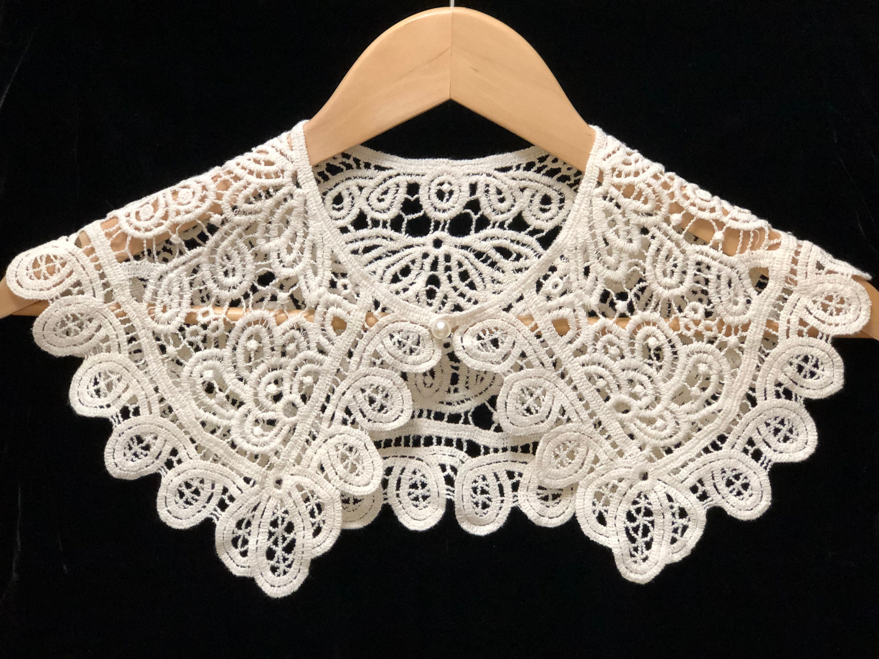 Oversized Ivory Lace collar Cotton Crochet Detachable Collar | Etsy