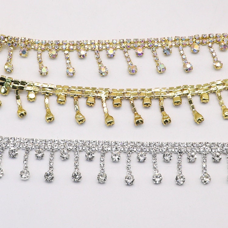 Silver Crystal Rhinestone Trim by the Yard Bridal Trim silver | Etsy