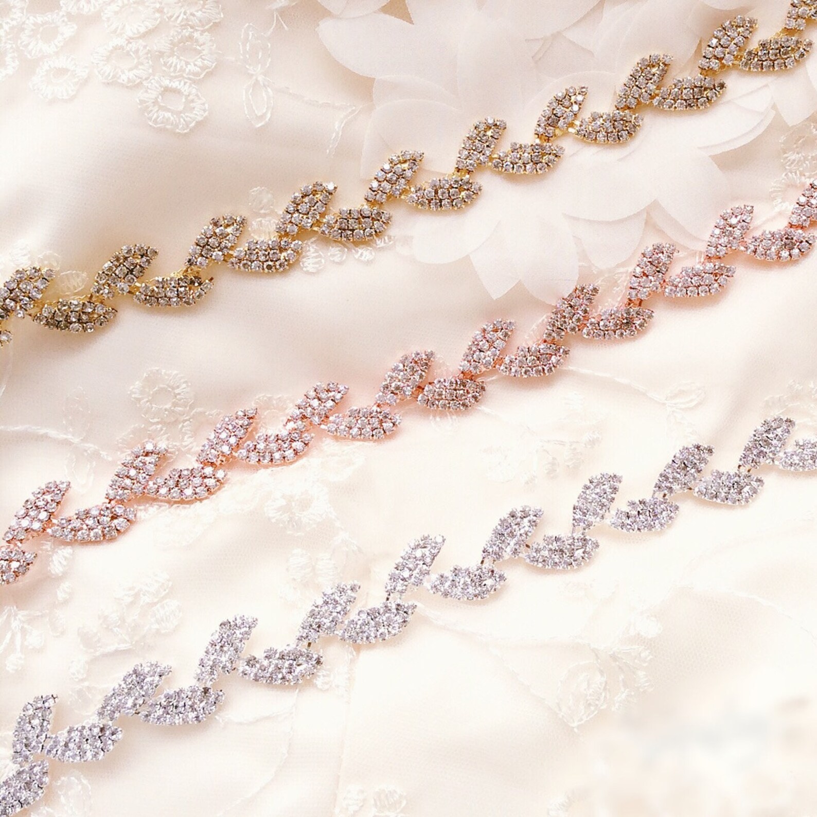 Rose Gold Crystal Rhinestone Trim by the Yard Bridal Trim - Etsy
