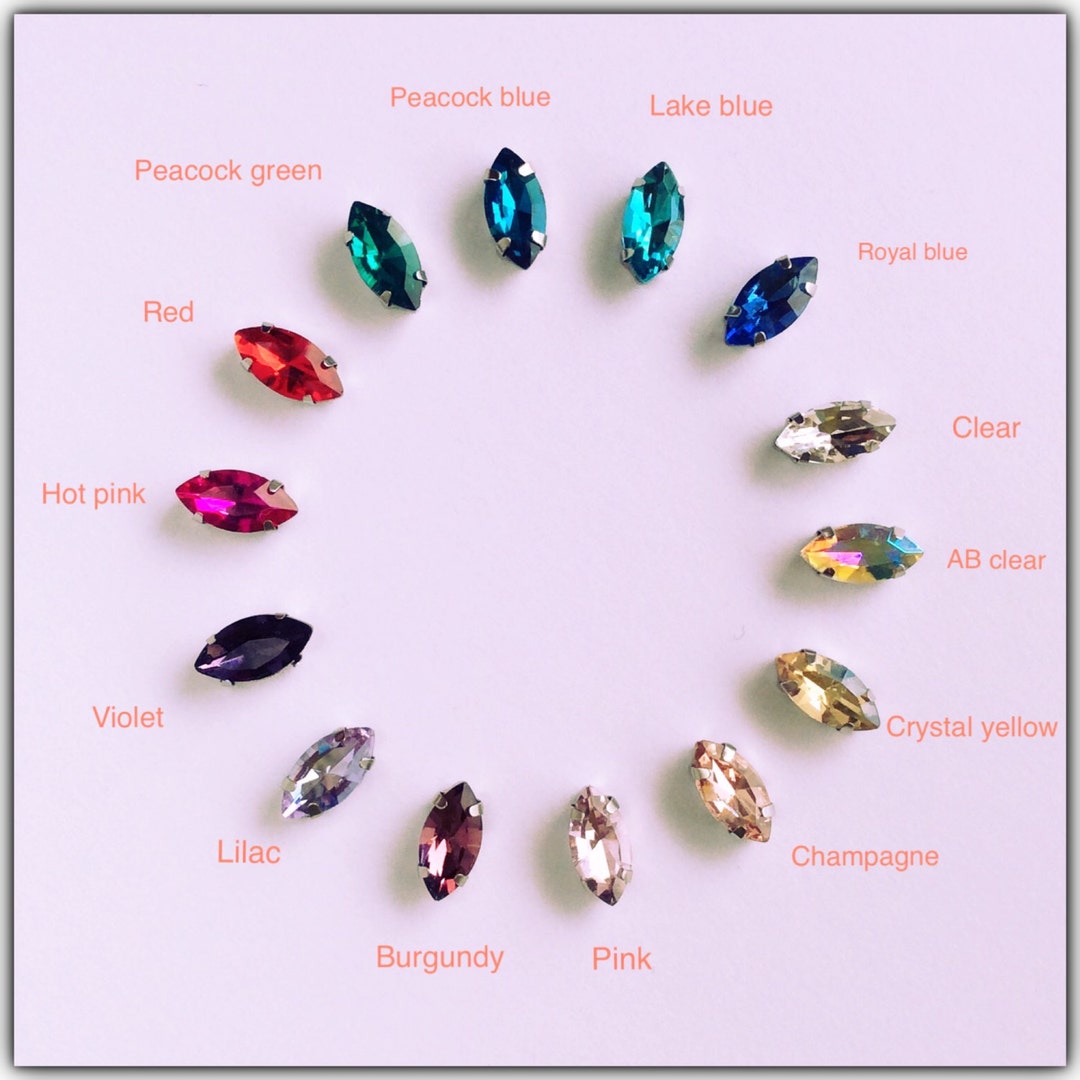 14 Colors 5x10mm Sew on Navette Rhinestone Marquise Rhinestone Crystal ...