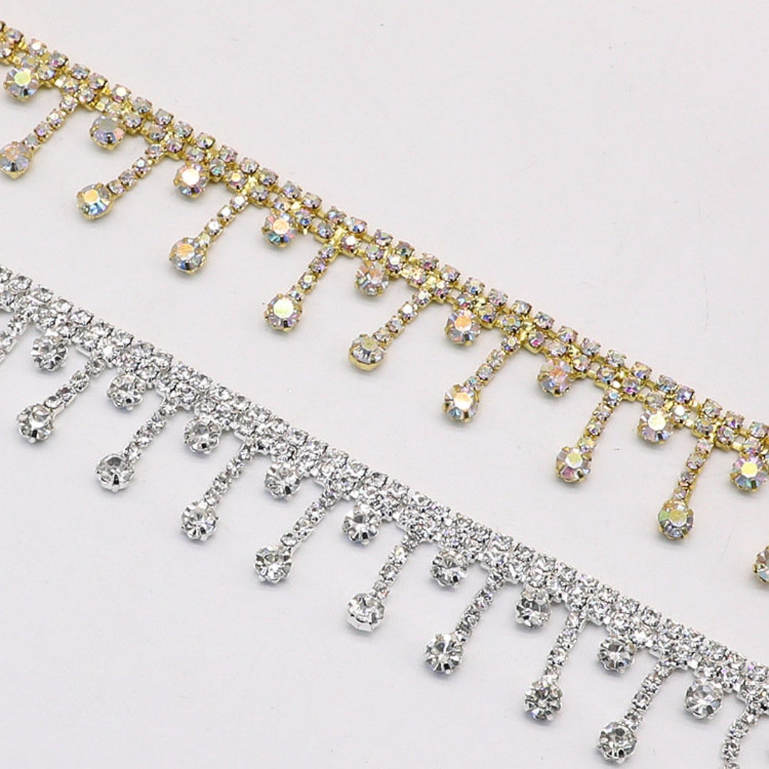 Silver Crystal Rhinestone Trim by the Yard Bridal Trim Silver Crystal ...