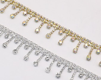 Silver Crystal Rhinestone Trim by the Yard Bridal Trim Silver | Etsy