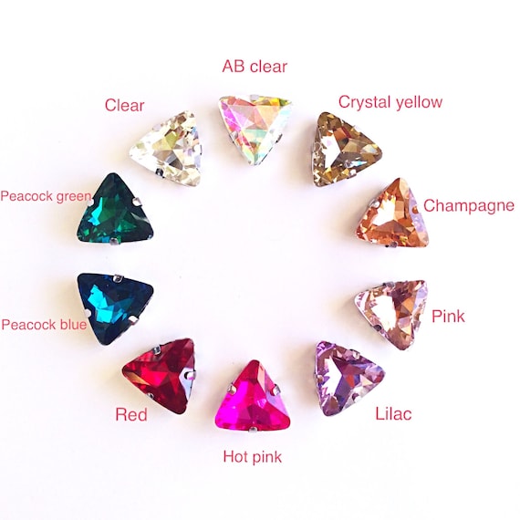10 Colors 5pcs 18mm Sew on Triangle Rhinestone Crystal Glass | Etsy